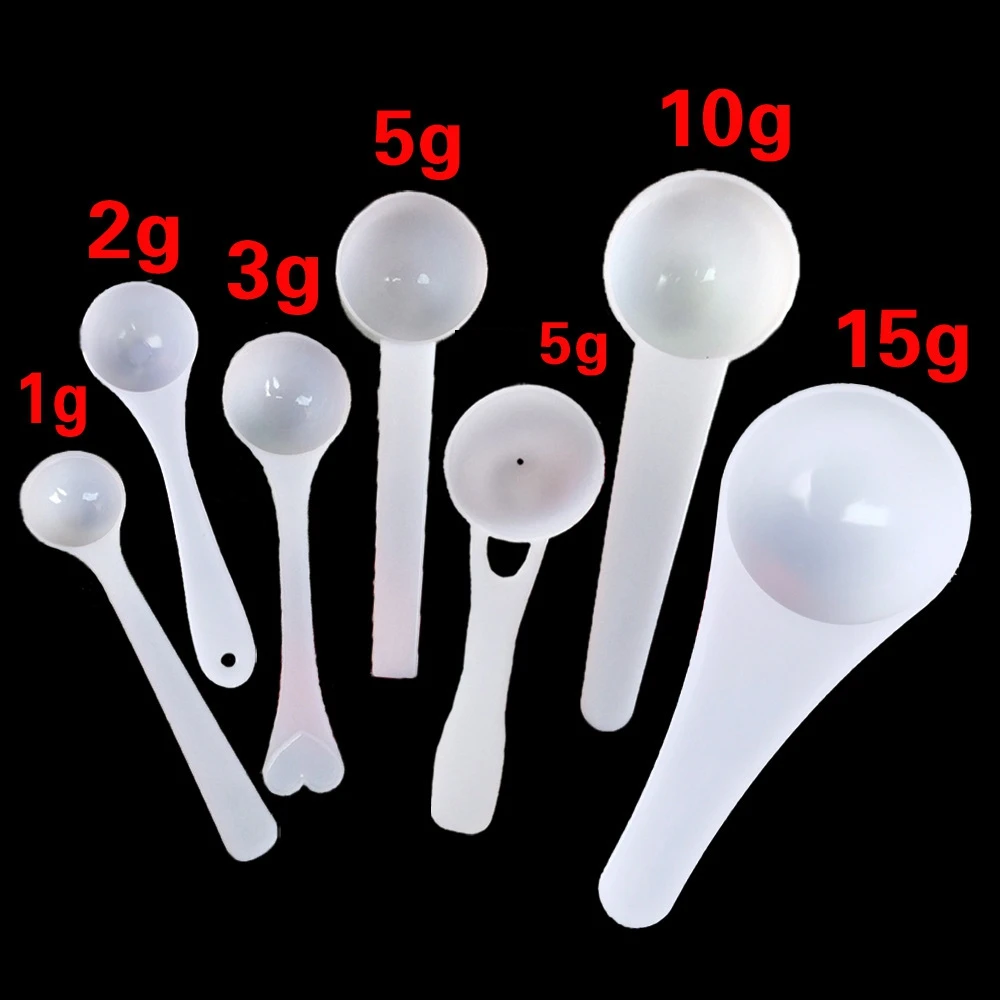0.25ml 0.25g 1g 2g 3g 5g 10g 15g White Plastic Measuring Spoon Scoop ...