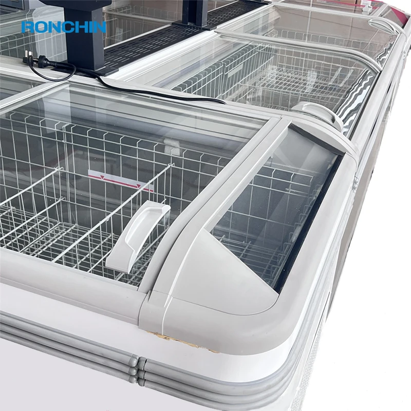 1150l Glass Fish Display Frozen Island Ultra Supermarket Freezer For ...