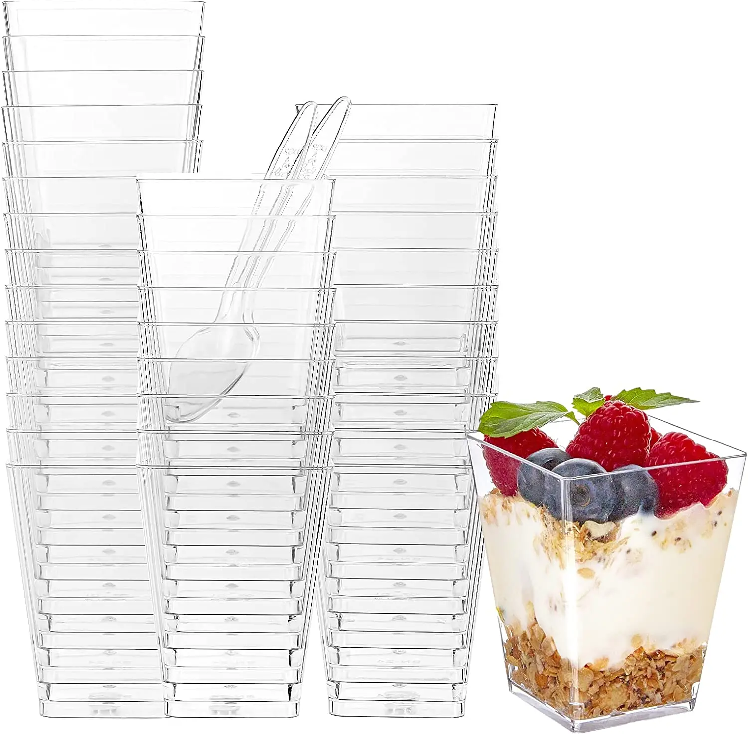 Custom Disposable Square Clear 5 Oz Dessert Cups Biodegradable ...