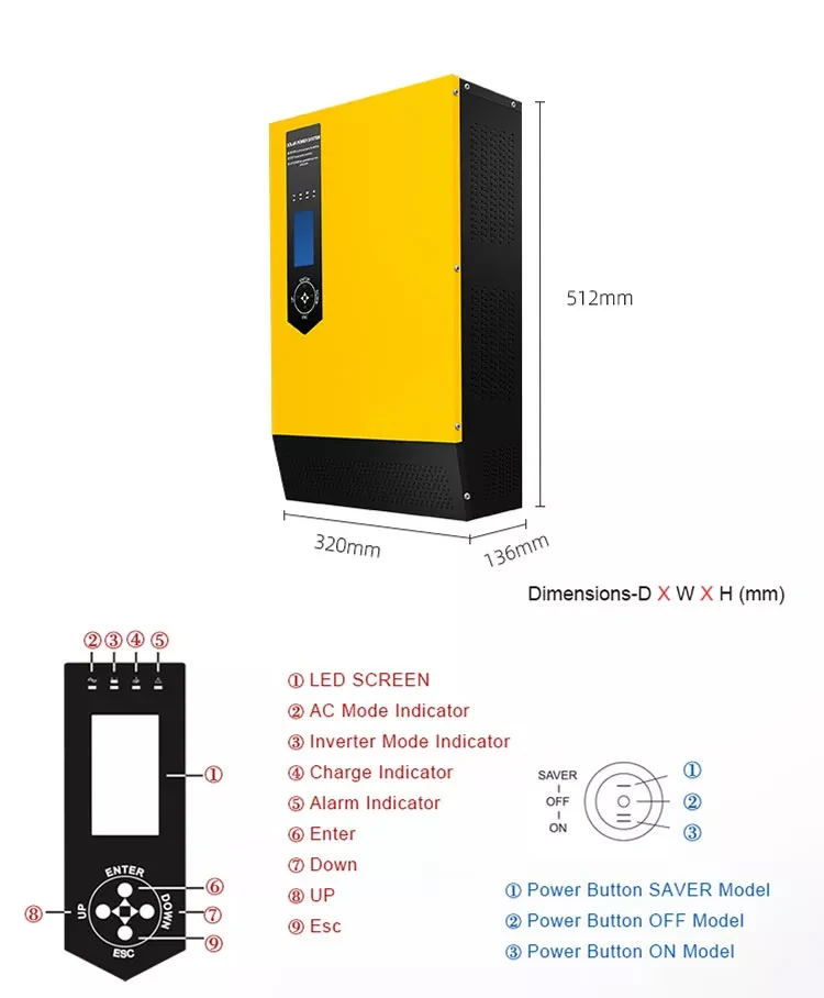 1kv 2kv 3kv 4kv 5kv Sine Wave Inverter - Hybrid Solar Power