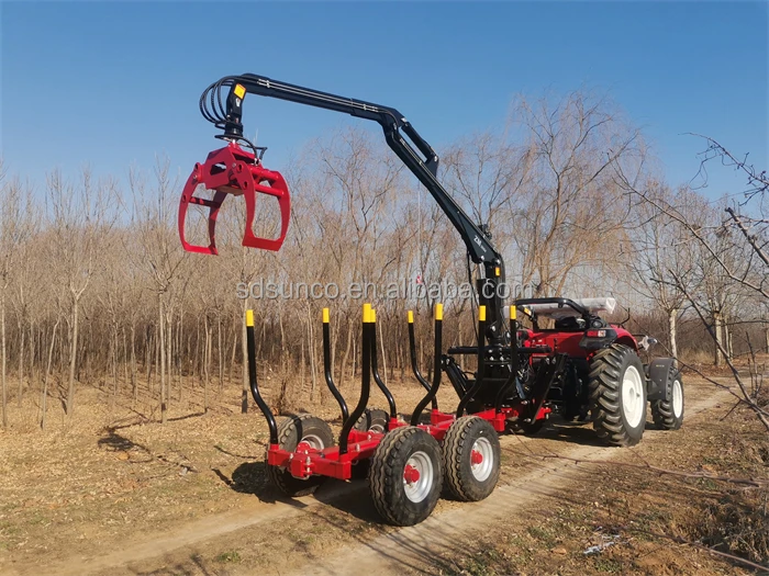 Forest Machine 1t-8t Loading Trailer With Crane Log Loader Trailer ...
