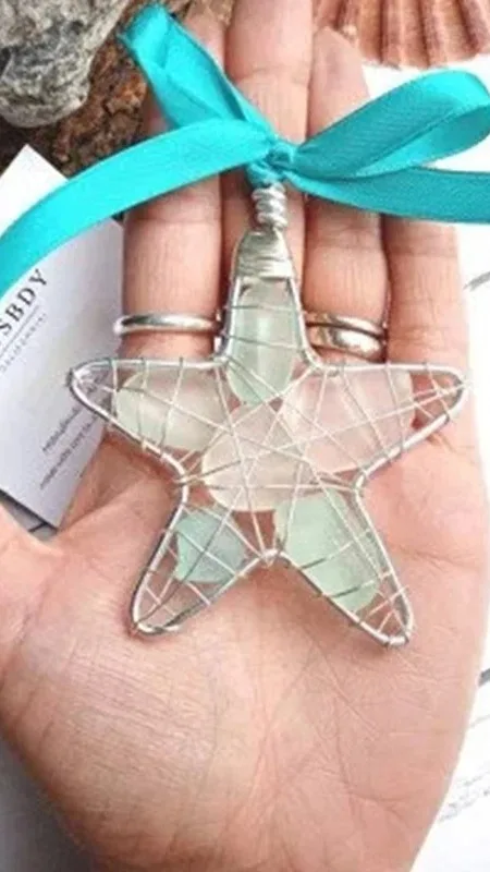 Ready To Hang Sea Glass Star Gift Unique Crystal Starfish Ocean ...