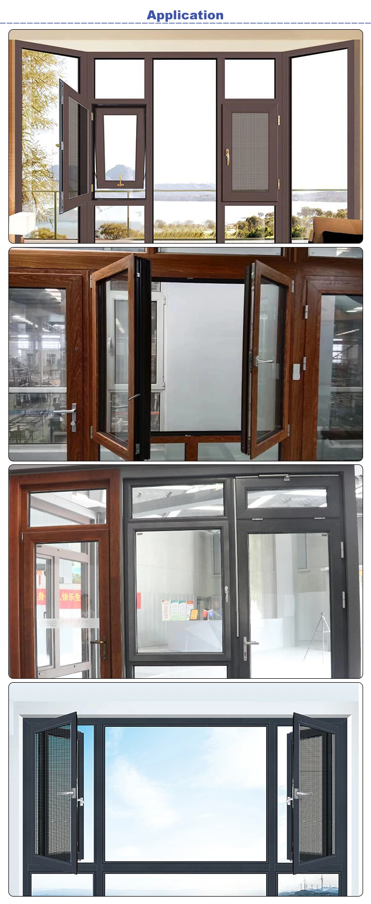 Champagne Tilt And Turn Swing Customize Horizontal Aluminum Window ...