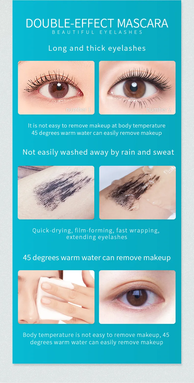 QIC 4D Silk Fiber 2 IN 1 Mascara - Waterproof & Lengthening