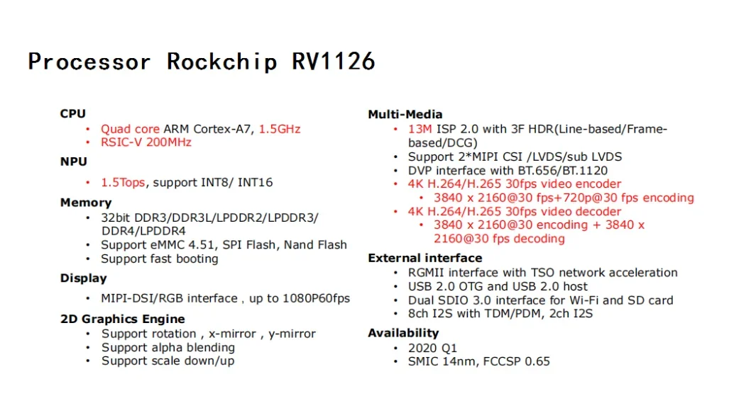 Rockchip RV1126 Gold Finger Core Board Quad core ARM Cortex A7 32 bit ...