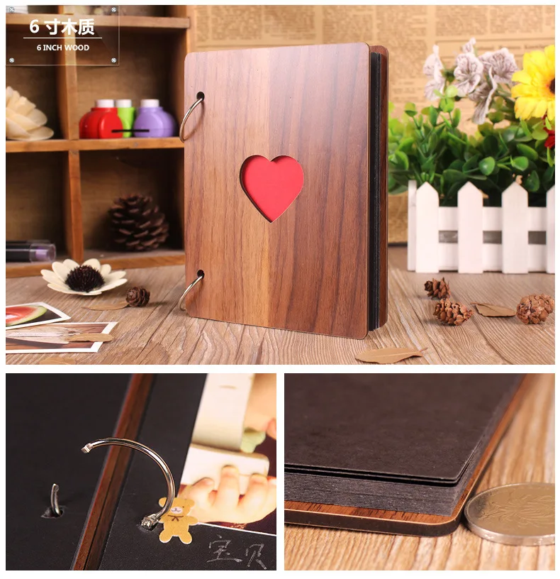 Kpop Style Wooden Memory Book Wedding and Anniversary Love Photo Album ...