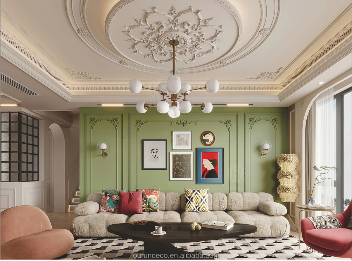 Modern Design Polyurethane PU Ceiling Medallion for Villa Hotel ...