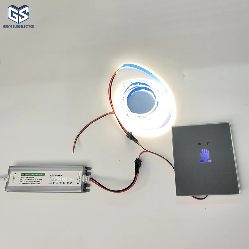 12V 5A 60W Single Key Dimmer Hand Swipe Sensor Switch LED Strips Switch ...