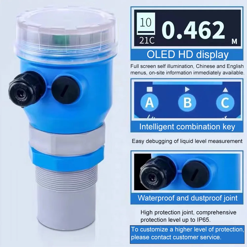 High Accuracy Ultrasonic Level Gauge Fuel Level Meter Sensor Lcd Abs ...