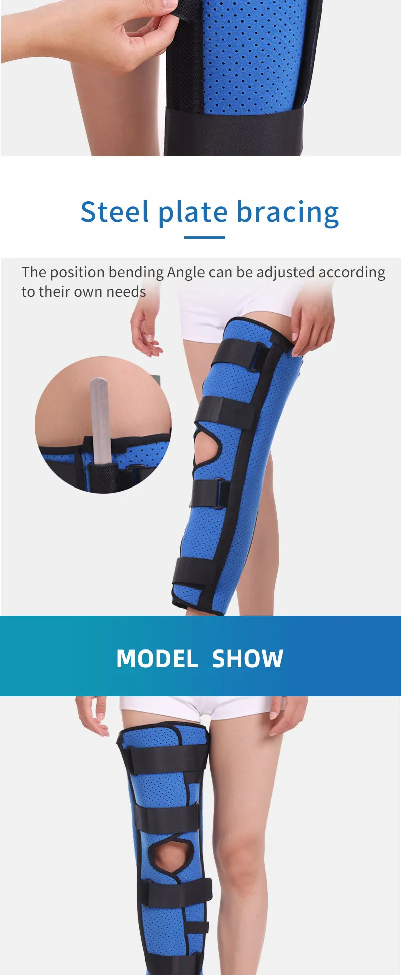 Adjustable Joint Fixation Band Patella Fracture Splint Leg Guard Lower ...