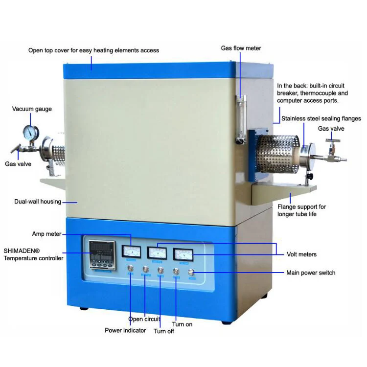 1800C Programmable High Temperature Vacuum Tube Furnace Lab Heating ...