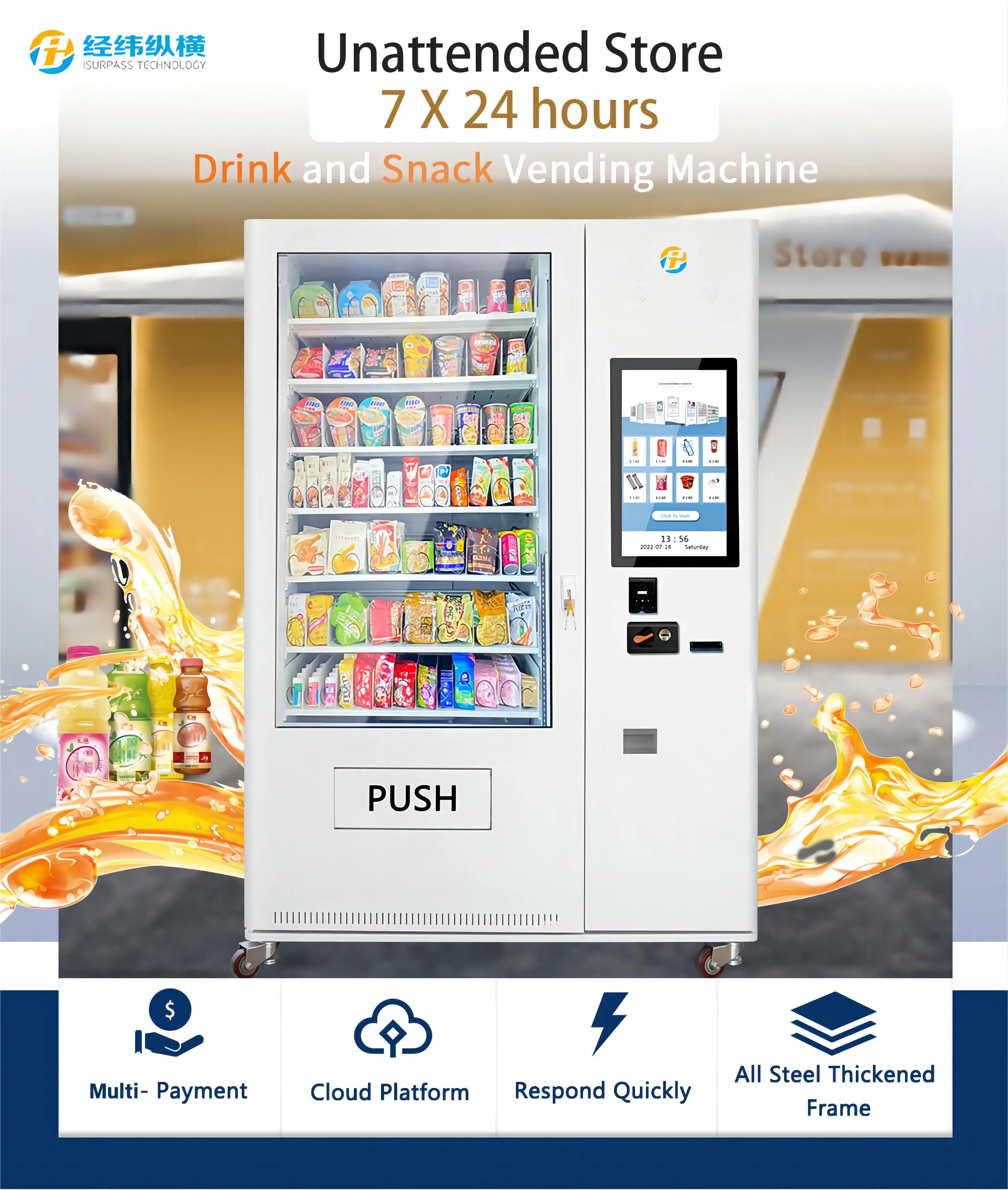 Isurpass Customized Drink Snack Vending Combo Vending Machine For Sale - Buy Custom Vending ...