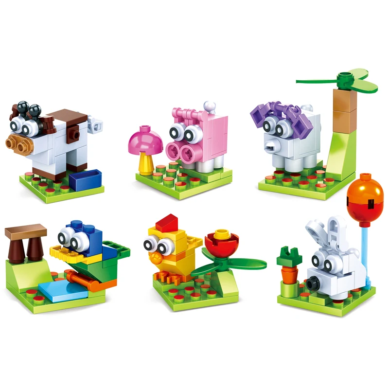 Wholesale Custom Diy 3d Model Cartoon Building Blocks Mini Farm Animal ...