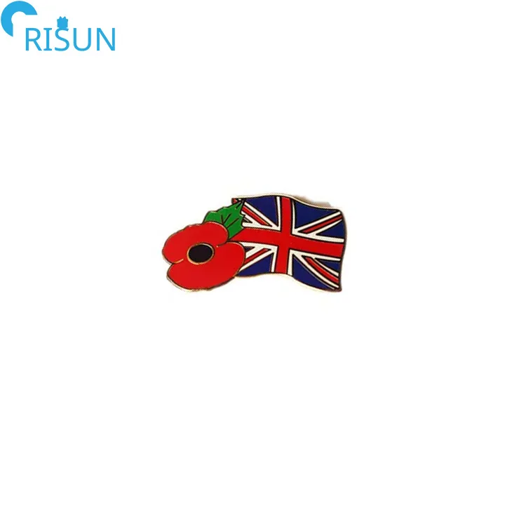 Customized Enamel Lest We Forget Remembrance Day Flag Poppy Lapel Pin ...