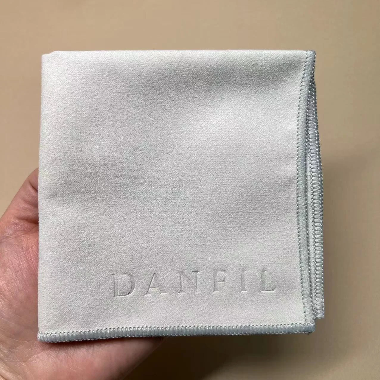 High-end Premium Grey Microfiber Suede Cloth with Overlock Edge