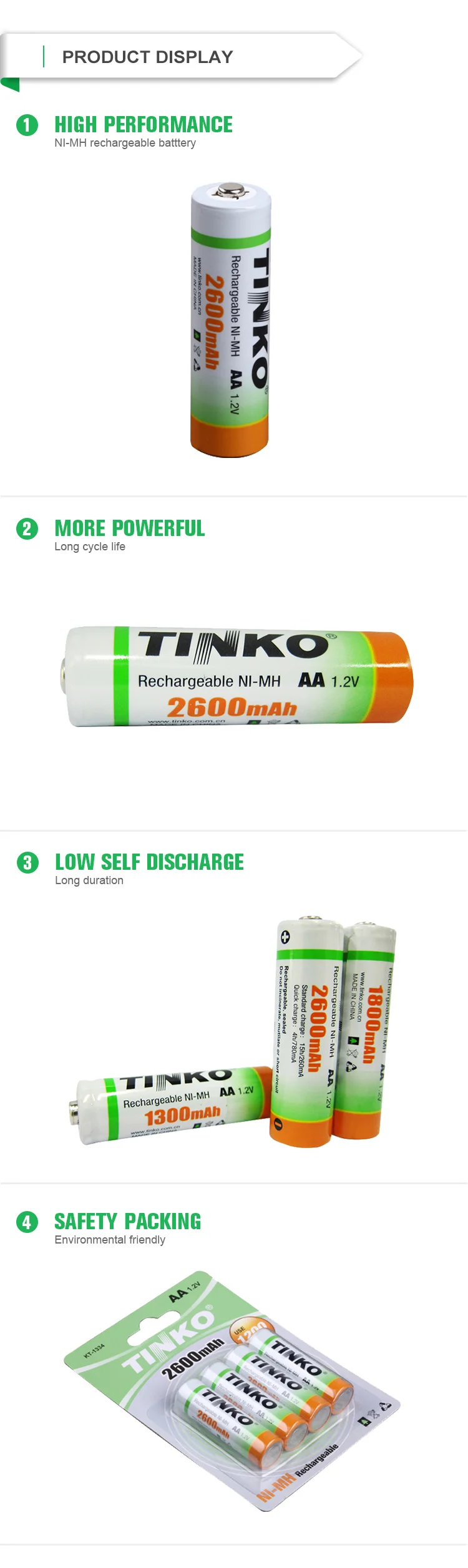 TINKO Rechargeable Batteries - Reliable 1.2V AA 2600mah