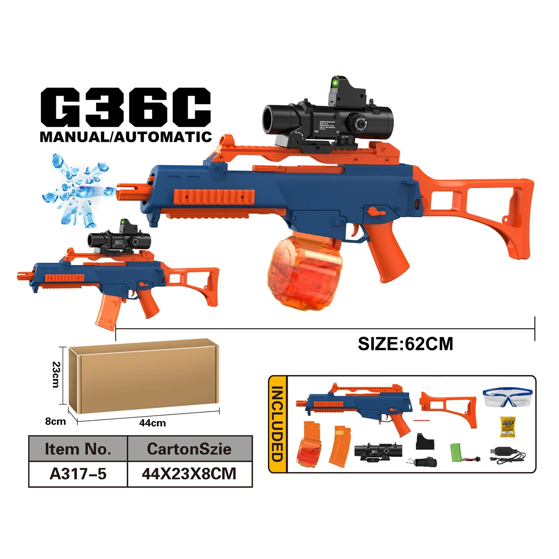 Automatic Blaster Paint Ball Pistol Splatter Ball Gun Gel Ball Blaster ...