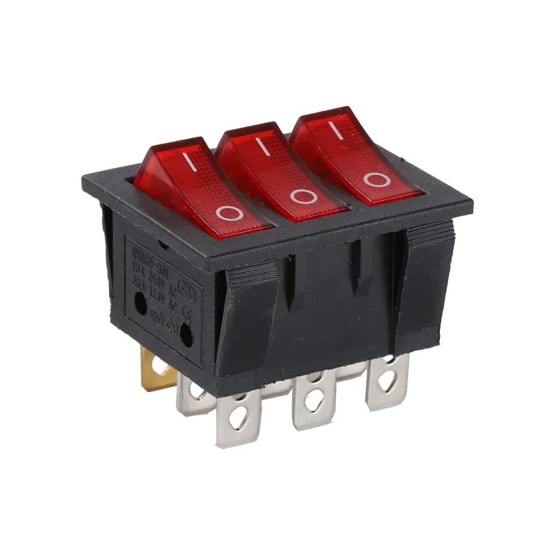 KCD9 Big Rocker Switches Red Three-Way Switch 9 Pin 2 Position Multi ...