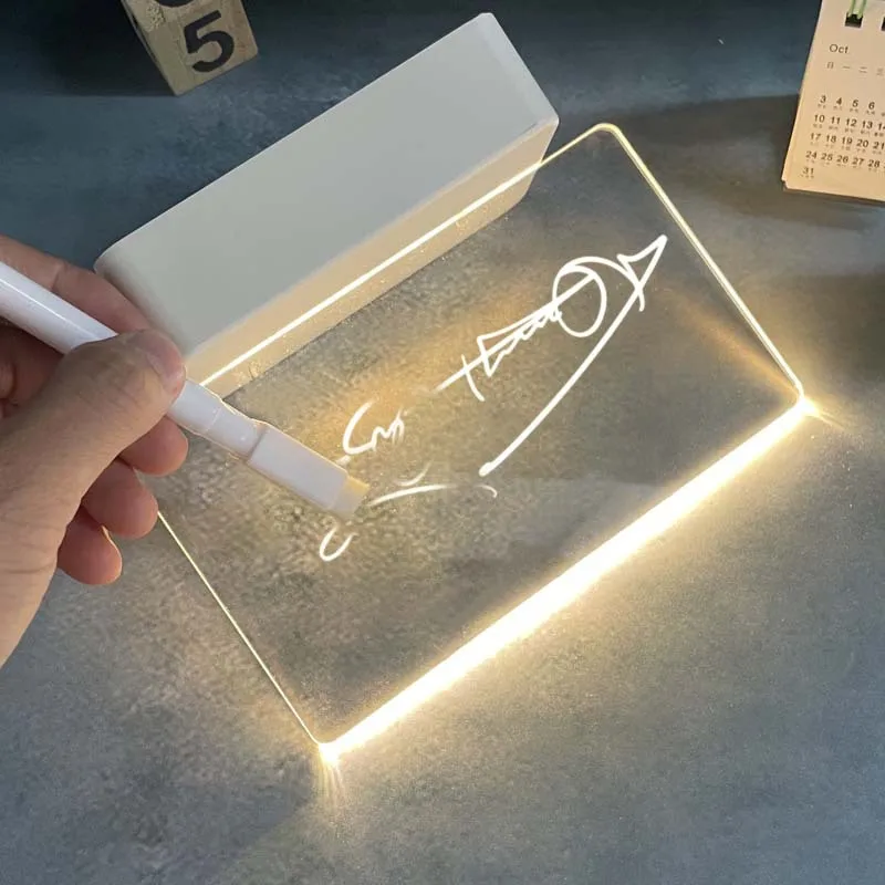 Acrylic Creative Note Board with LED Night Light Lamp