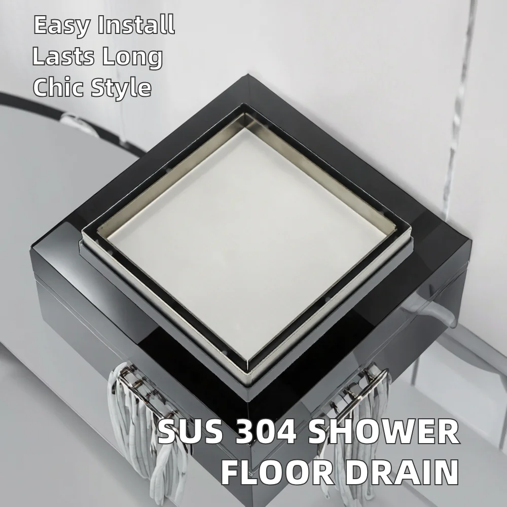 Modern Design Wholesale SUS 304 Invisible Square Tile Insert Bathroom Shower Floor Drain for ...