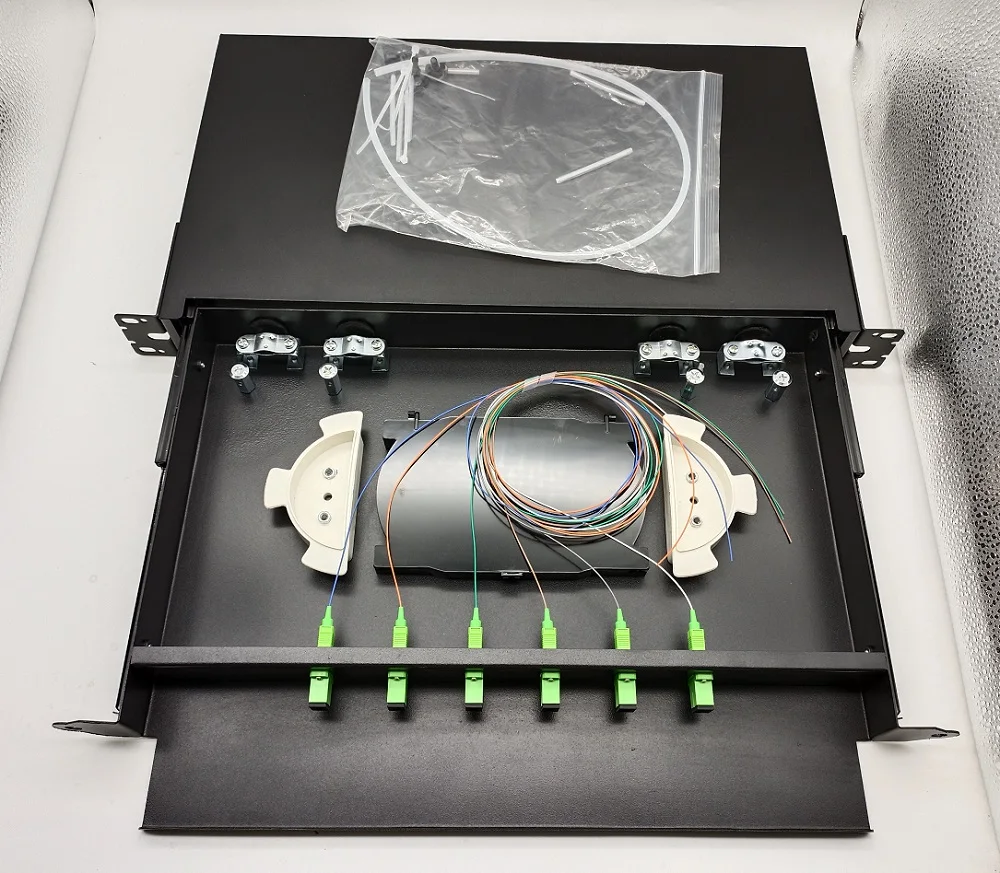 Slide19inch Metal Rackmount Terminal Boxes 1u Odf Patch Panel 6 Port Sc ...
