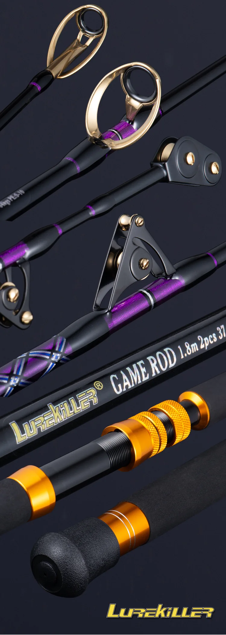 Runtoo 1.80m Sic Roller Guide Metal Reel Seat Deep Sea Heavy Butt High ...