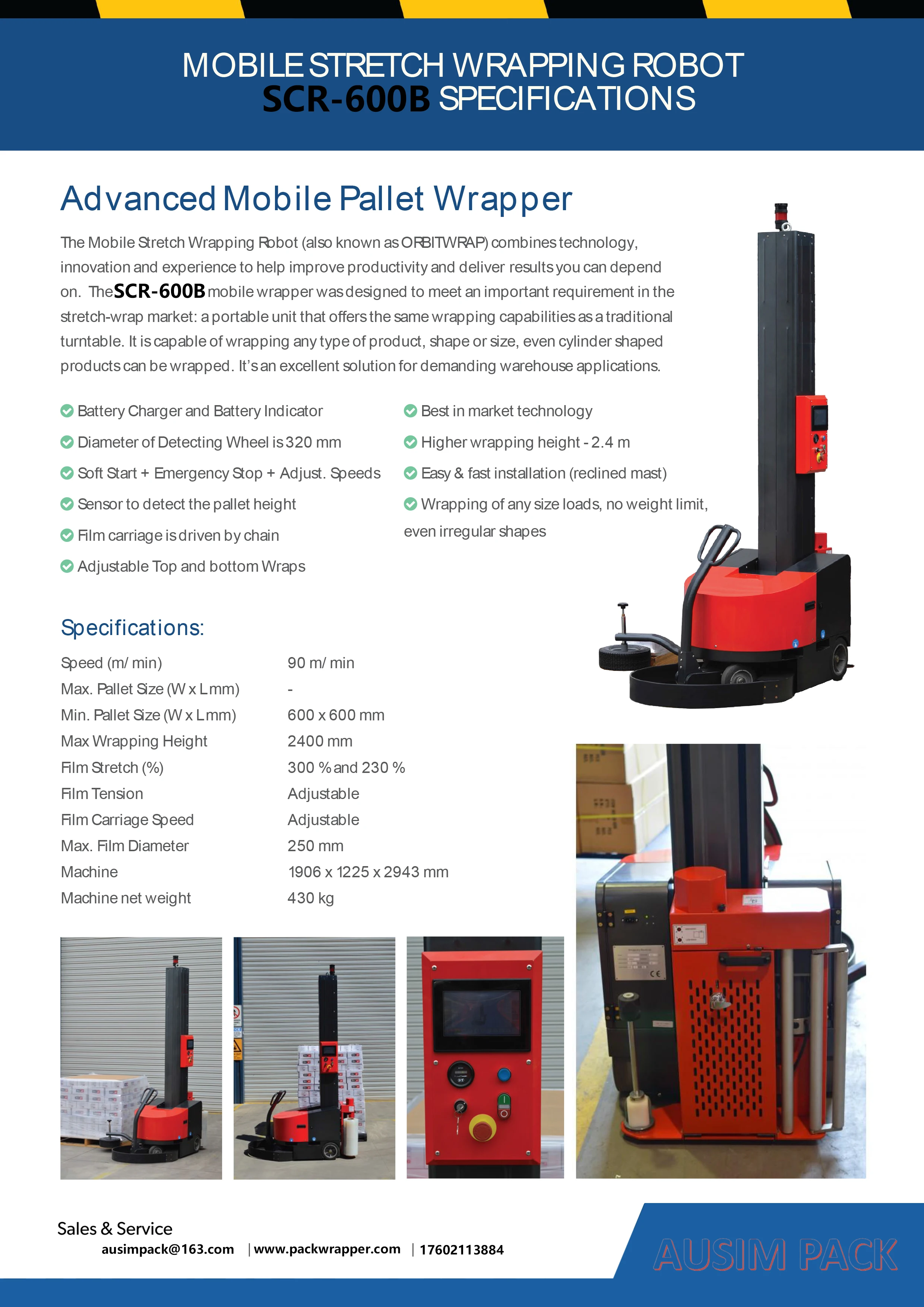 High Quality Grade Automatic Robot Pallet Stretch Wrapper,Self ...