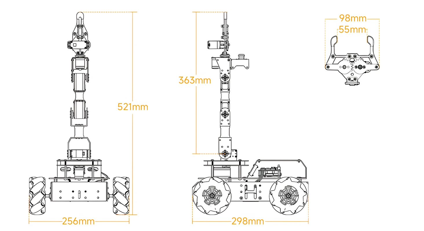 Hiwonder ArmPi Pro 6DOF Robot Arm Kit with Raspberry Pi & 4WD Chassis OEM