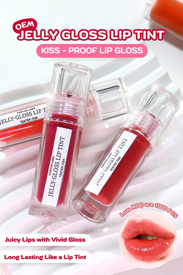 Private Label Liquid Plumper Jelly Gloss Lip Tint Kiss Proof Non Sticky ...