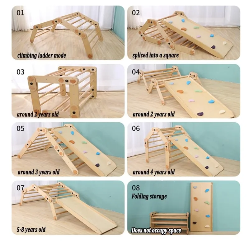 Indoor Playground Gym Frame Climbing Frame Wooden Climbing Triangle ...