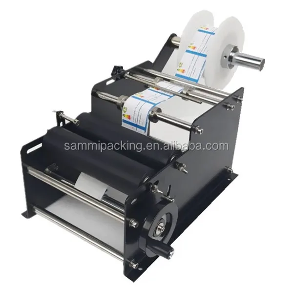 Manual Mineral Water Plastic Round Bottle Labeling Machine For Round Bottles Sticker Label ...