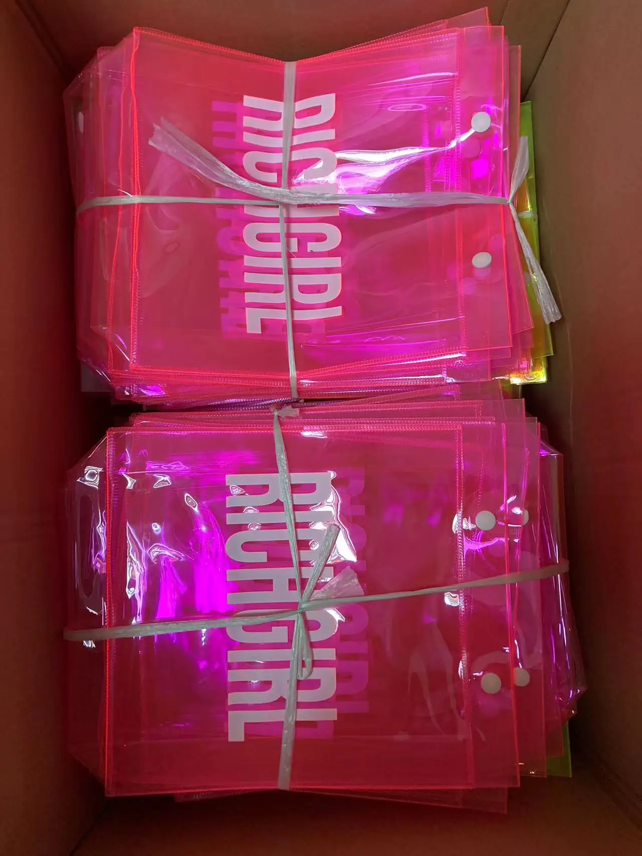 2024 Cheap Transparent Pvc Clear Bag Cute Colorful Neon Pink Travel ...