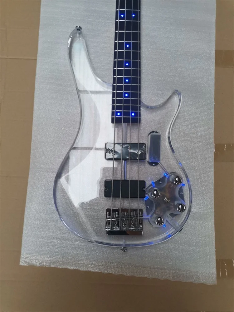 4 Four String Blue Led Light Acrylic Electric Bass Guitar Guitars - Buy ...