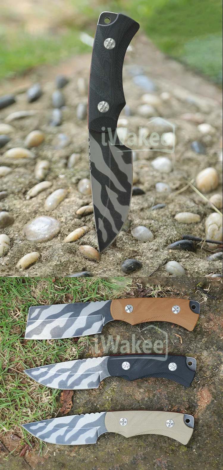 Black Camouflage Coating Blade Bushcraft G10 Survival Knife