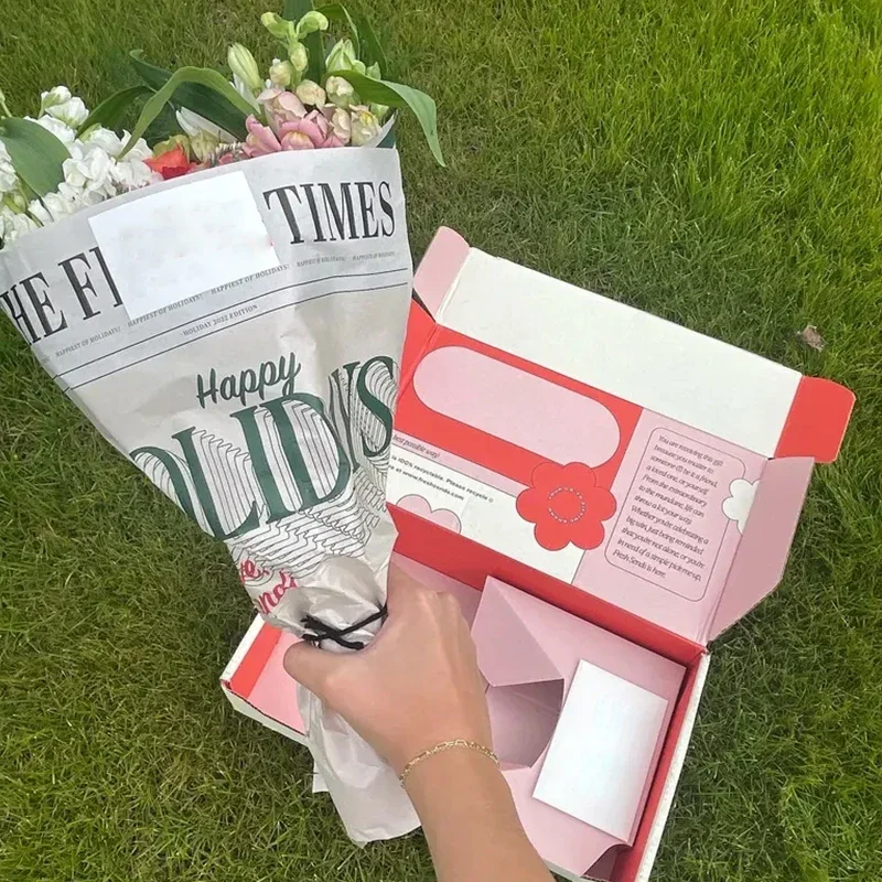 Hot Selling Luxury Custom Pink Corrugated Flower Packaging Boxes For ...