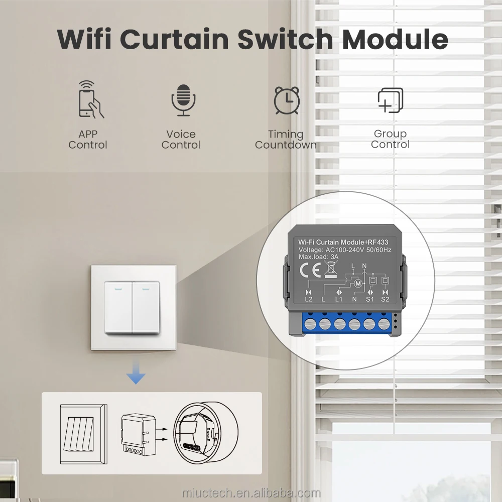 Avatto New 1-way Tuya Wifi Diy Smart Curtain Switch Module App Remote ...
