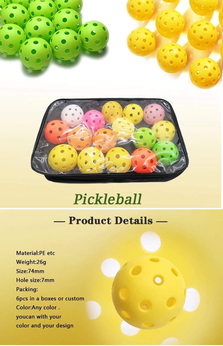 Plastic Hard Pickleball 40 Hole Custom Print Logo Official Size ...