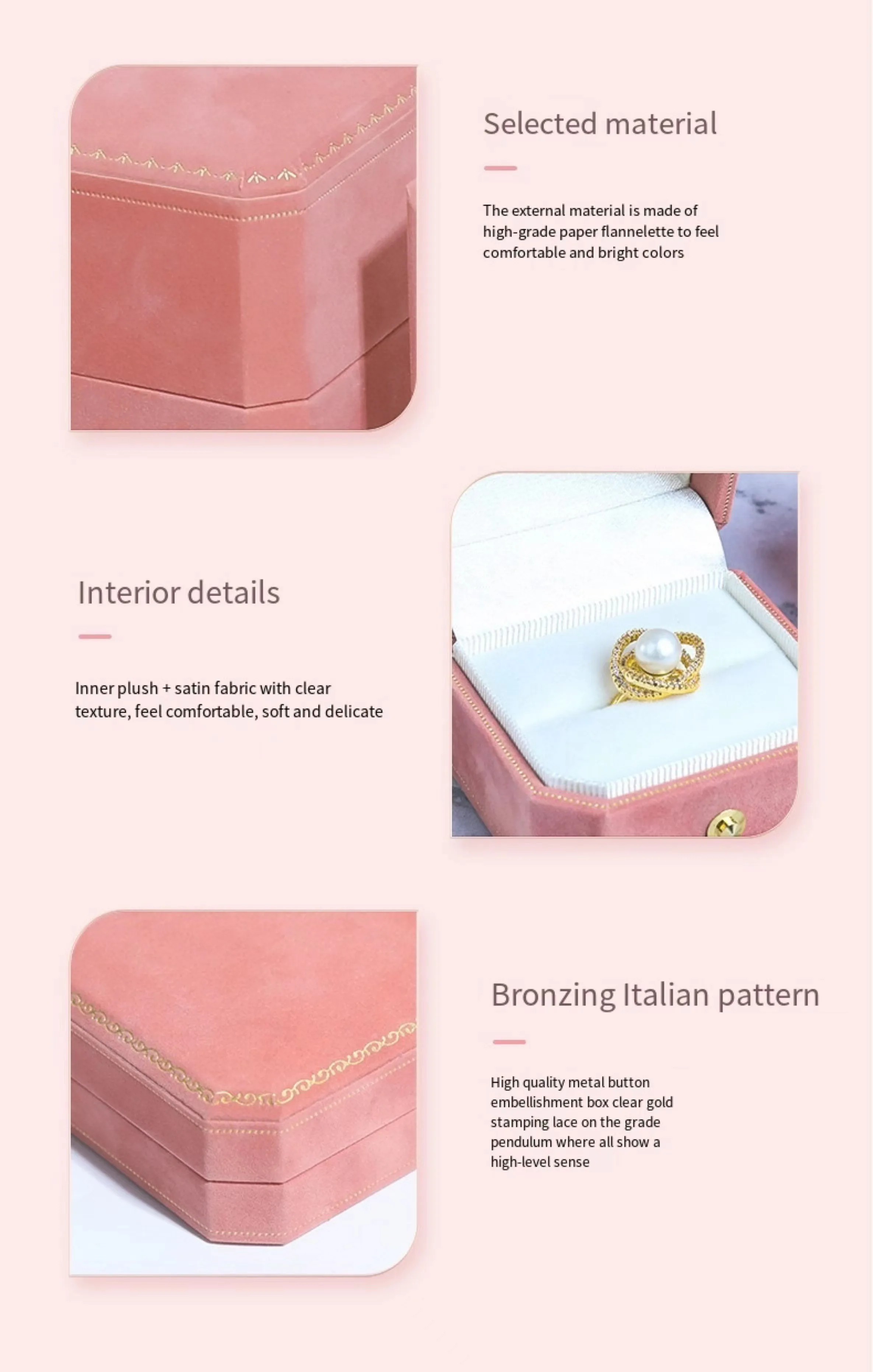 Luxury Wedding Gift Box Jewellery Pink Color Box Storage Jewellery Case ...