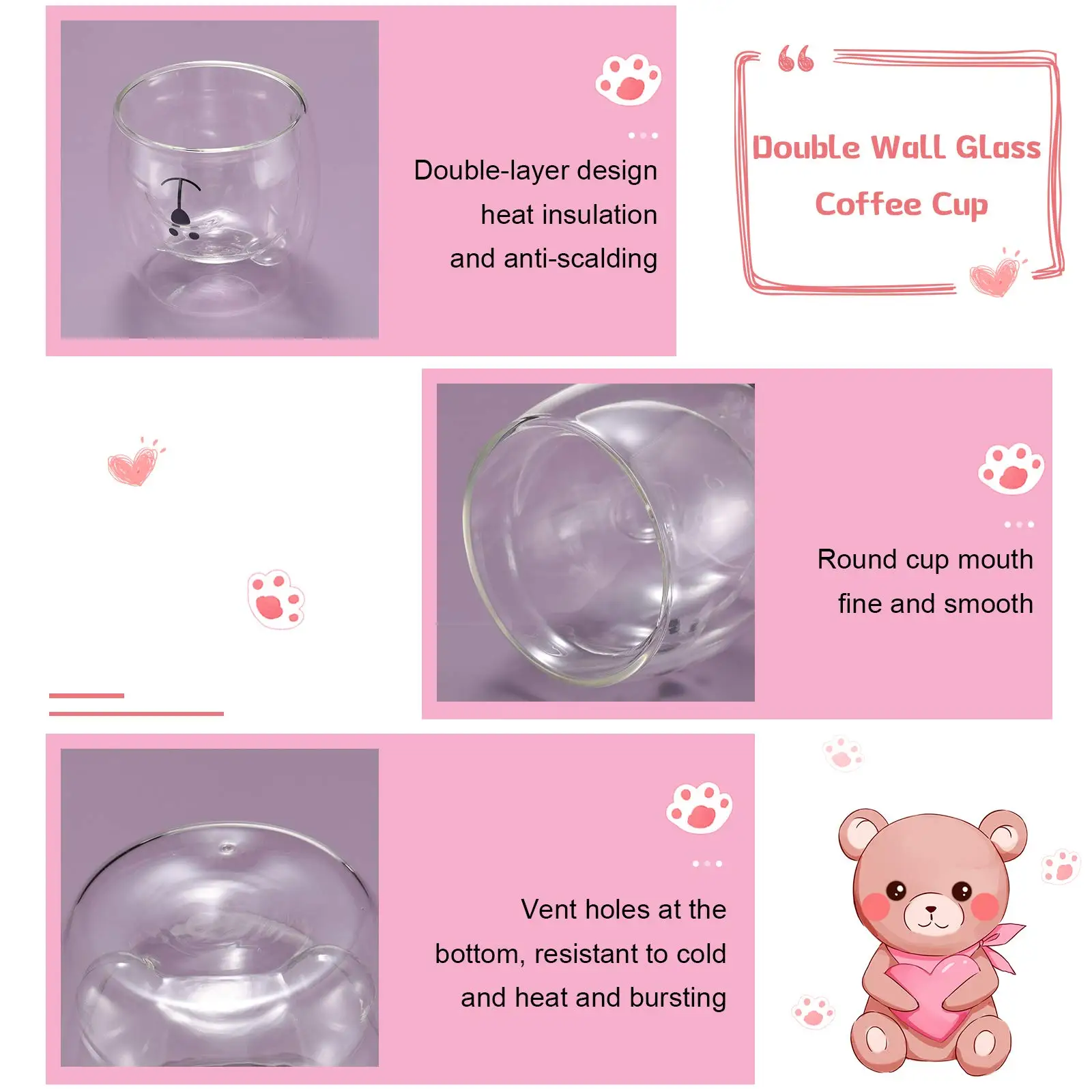 Wholesale Creative Cartoon Unique Glass Cups 250ml Heat Resistant Cute ...