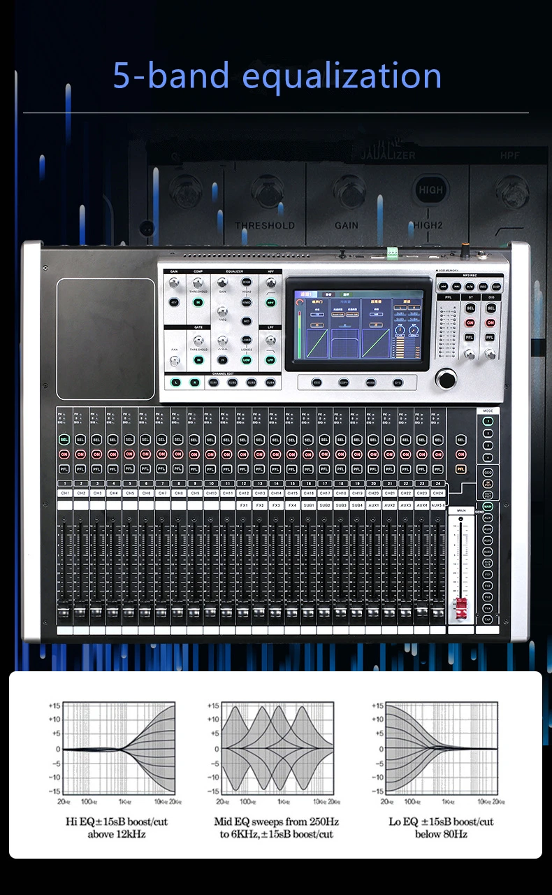 Free OEM Touch Screen Audio Mixer - 24 Channels Digital Console