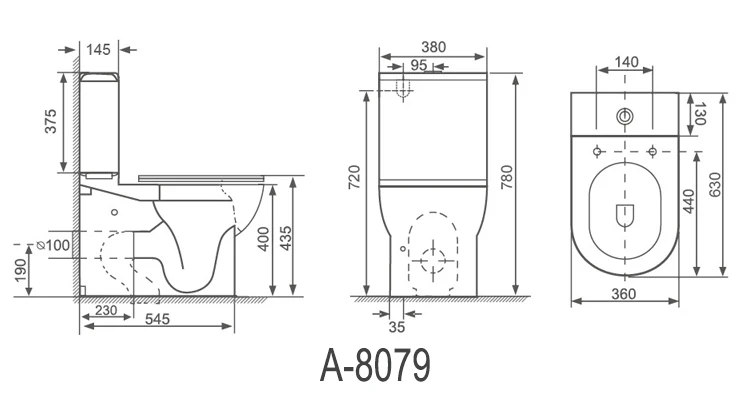 Modern WC Bathroom Toilets - Ceramic Two Piece Sanitary Ware