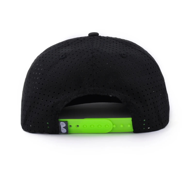 Custom Curved Brim Laser Cut Hole Perforated Hats 6 Panel