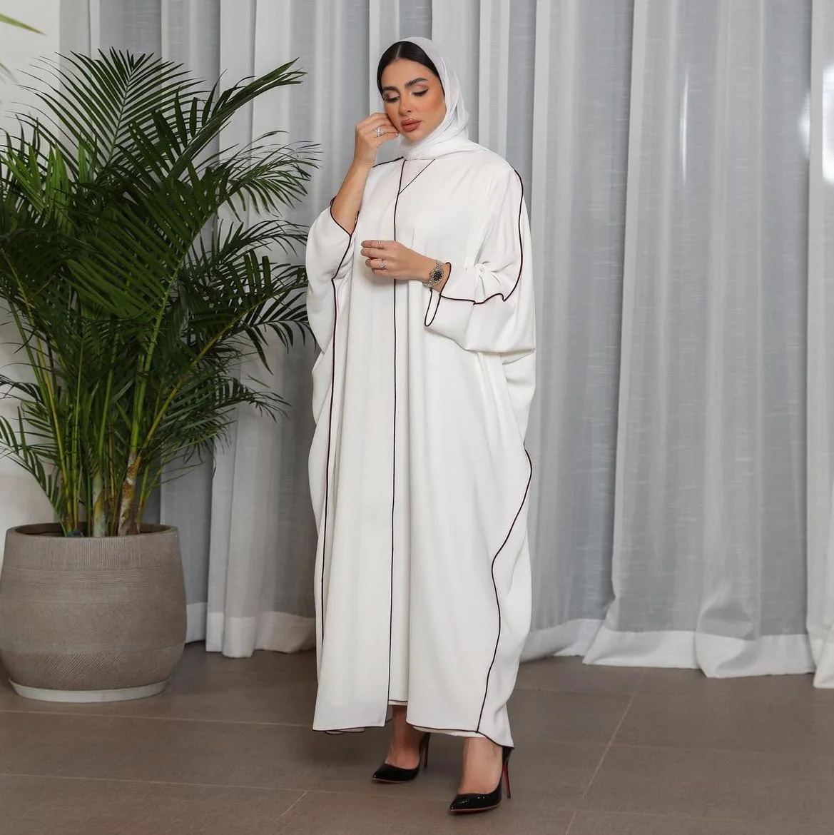 Wholesale 2024 Islamic Arabic Muslim Qatar Plain White Abaya For Dubai ...