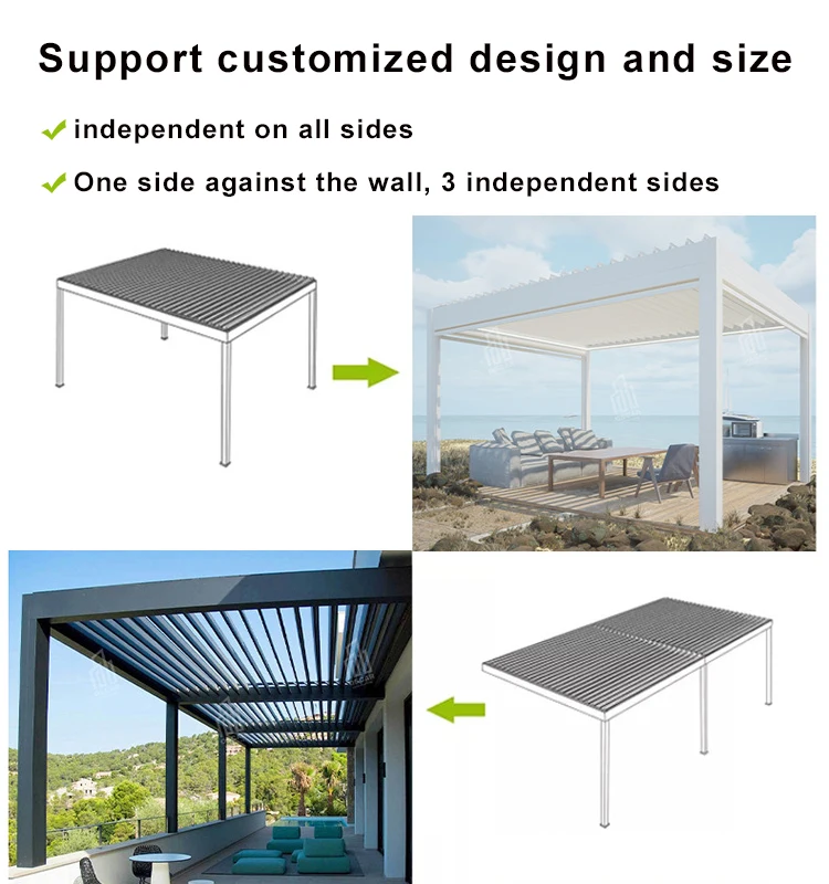 Modern Design Easily Assembled Retractable Roof Pergola Bridges Garden ...