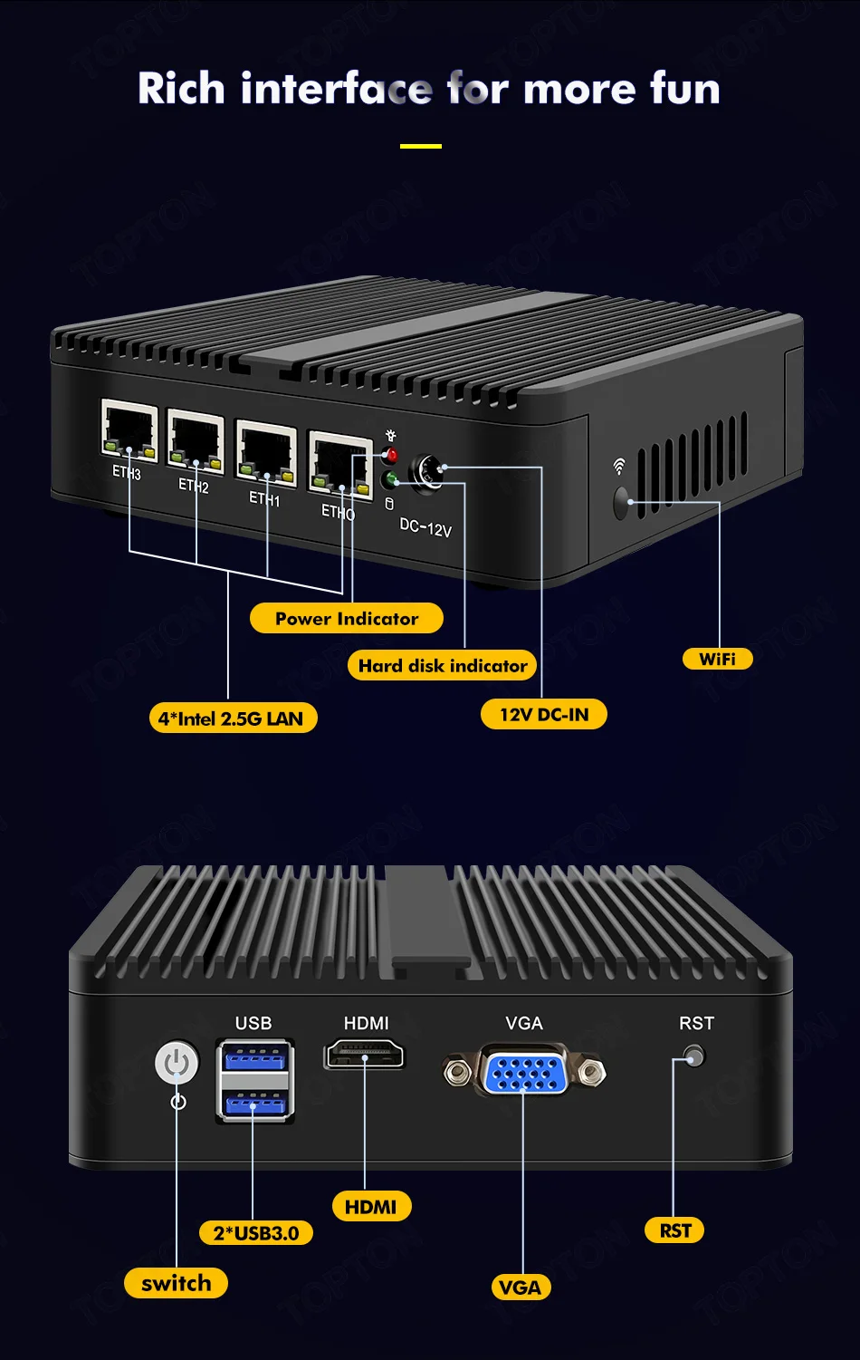 J4125 Motherboard Firewall Mini Pc N4000 Pfsense Machine Vision Ipc Fanless 4 Lan Mini Computer ...