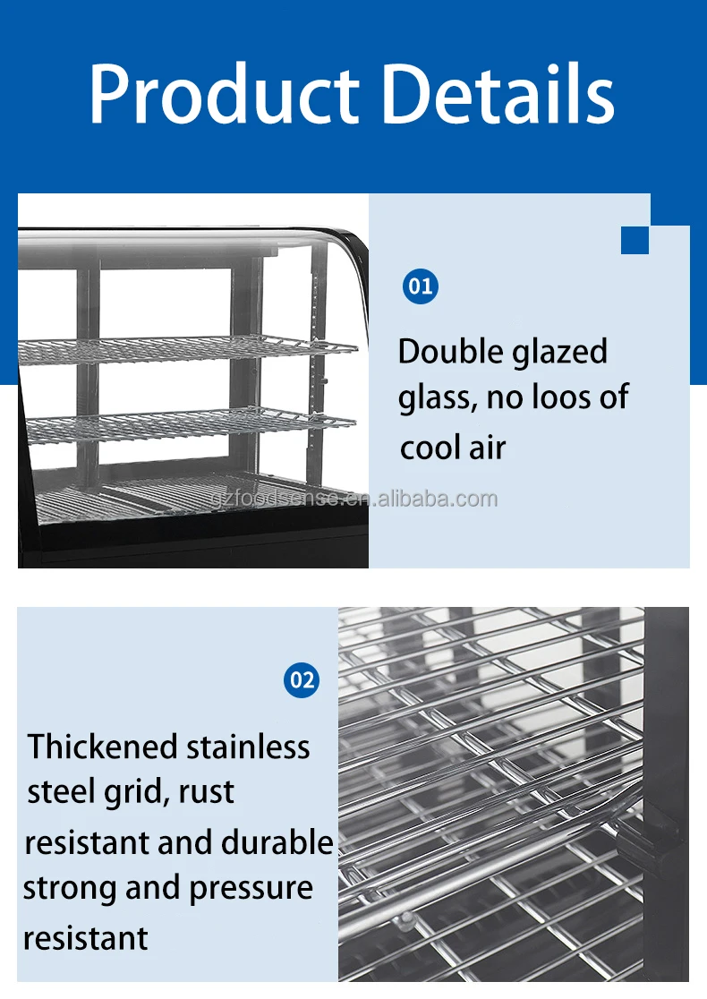 베이커리 샵 3 층 상업용 과일 냉동고 100l 자동 제상 카운터 탑 케이크 디스플레이 쇼케이스 - Buy 카운터 탑 냉동고 ...