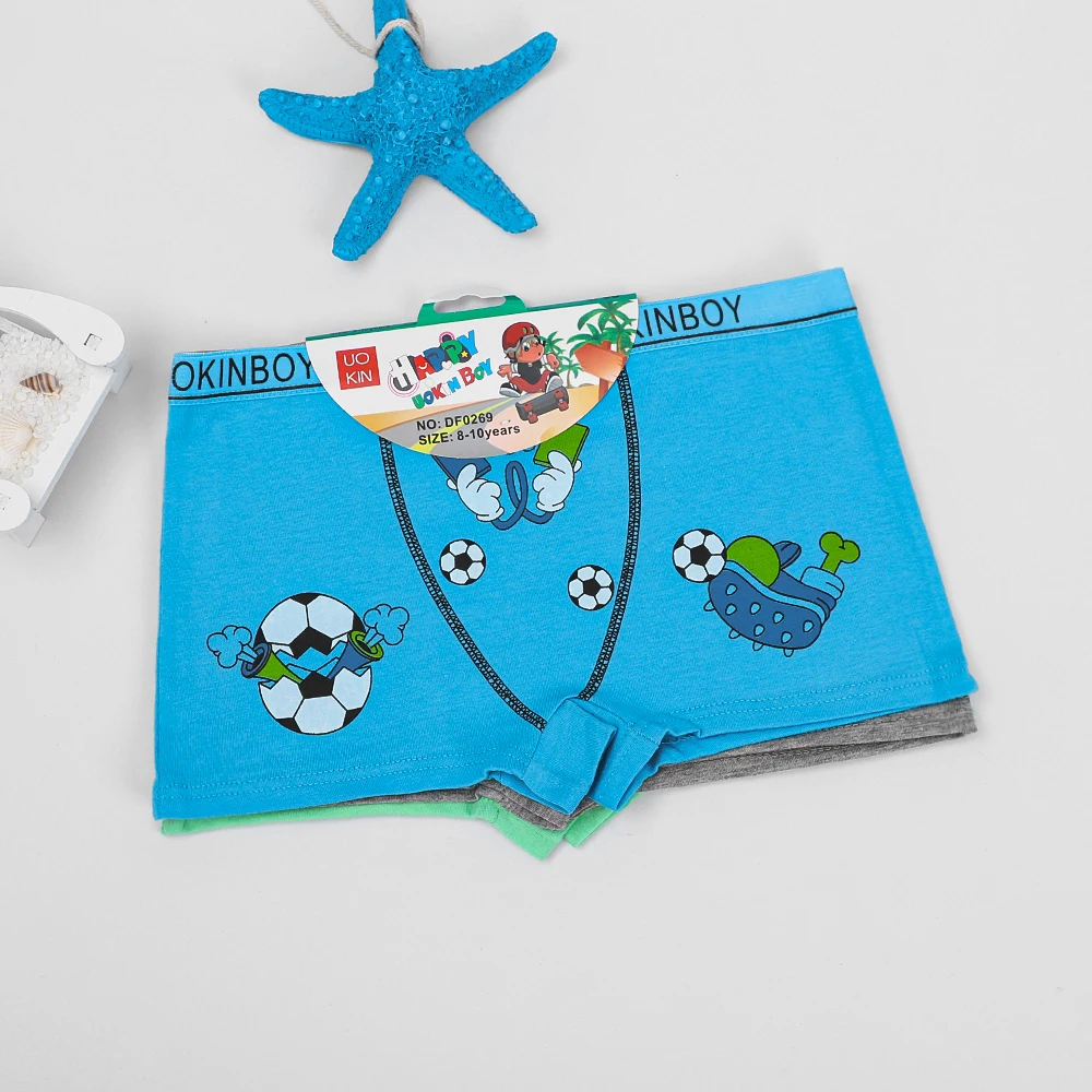 UOKIN Happy Boy Cotton Boxers Underwear for Kids 4-10 Yrs Print Cartoon ...