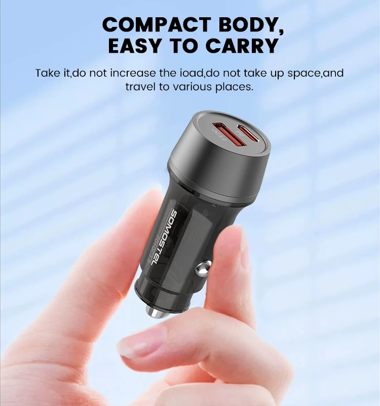 Somostel Sms-a87 Dual Port Universal Metal Cell Phone Car Charger Pd ...