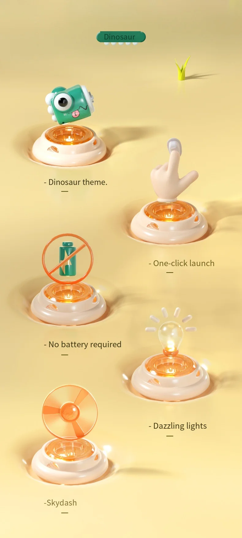 Glowing Bamboo Dragonfly Pistol Ejection Spinning Gyroscope Gun Outdoor ...