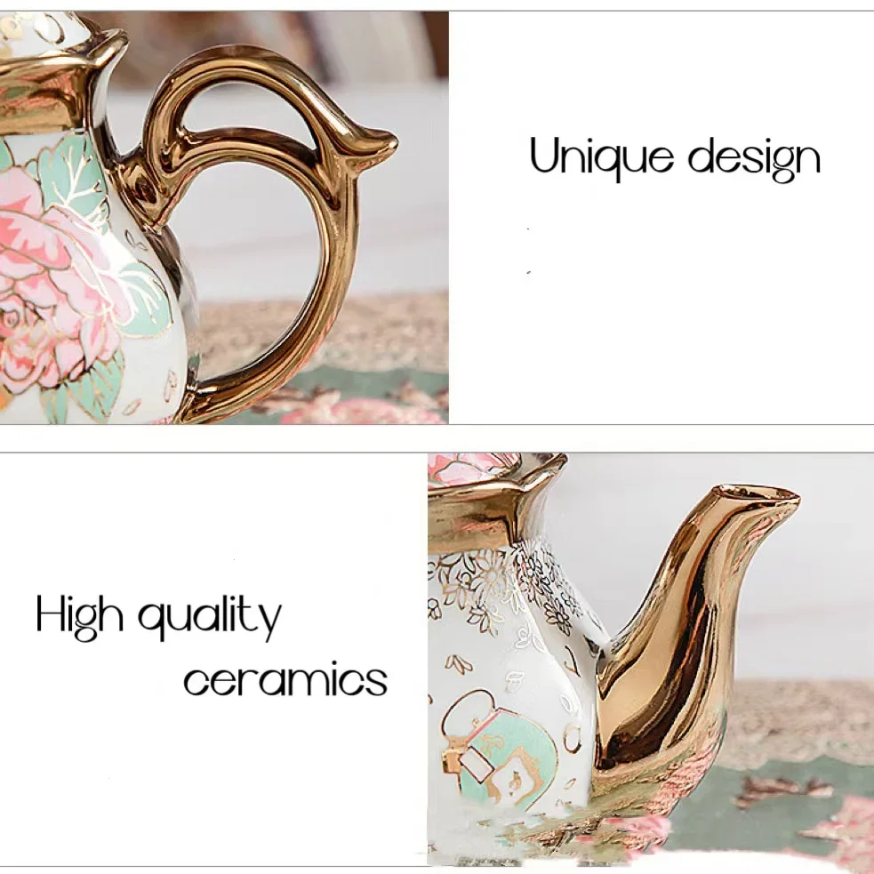 Luxury Flower Design Milk Ceramic Coffee Teapot And Porcelain Tea ...